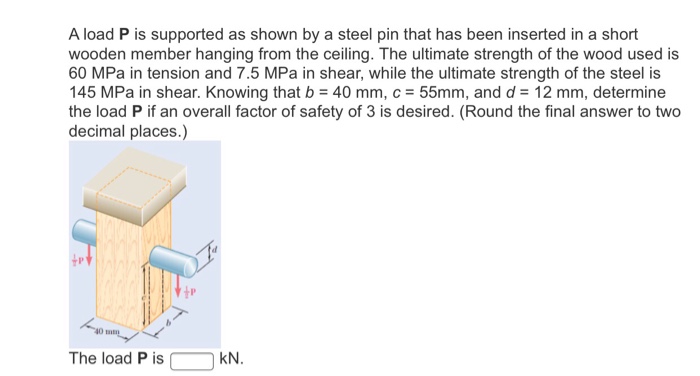 Solved A load P is supported as shown by a steel pin that | Chegg.com