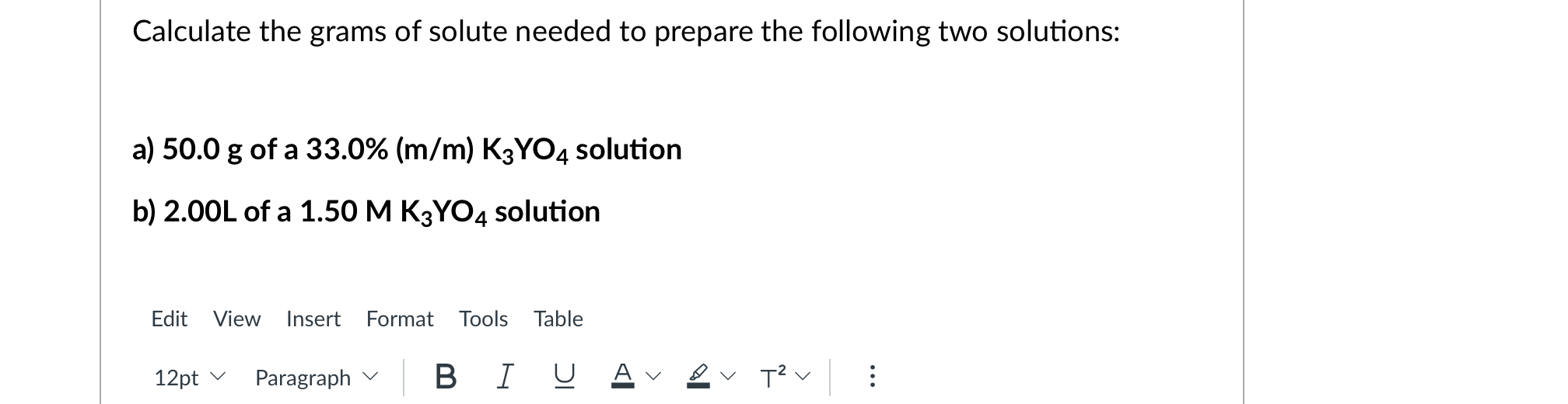 Solved Calculate the grams of solute needed to prepare the | Chegg.com