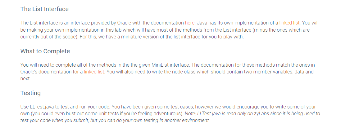 Solved Implementing a Singly Linked List The purpose of the | Chegg.com