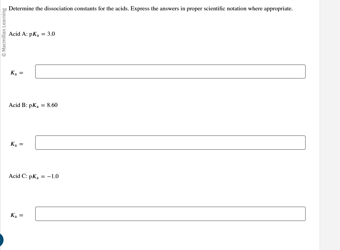 Solved Acid A: pK_(a)=3.0K_(a)=Acid B: pK_(a)=8.60K_(a)=Acid | Chegg.com