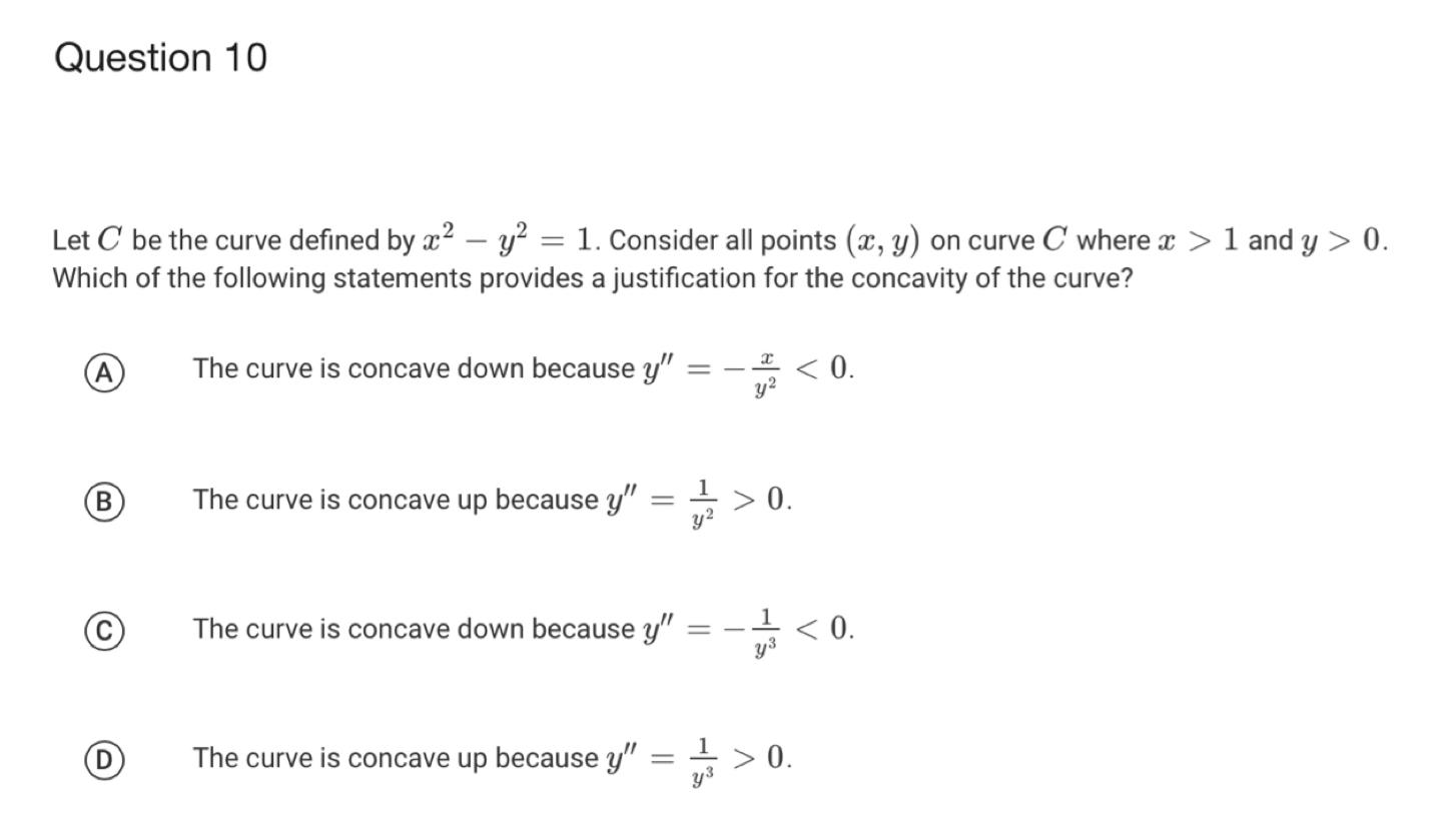 Solved Question 10 = Let C be the curve defined by x2 – y2 = | Chegg.com