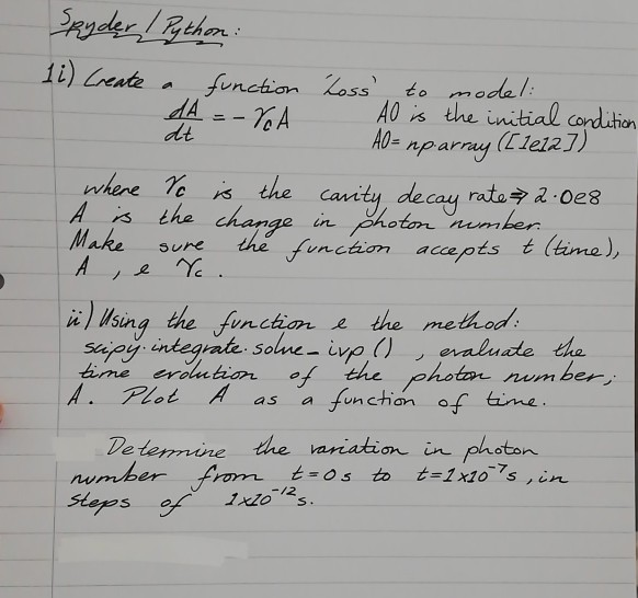 Solved Spyder I Python: 1 i) Create a function 'Loss' to | Chegg.com