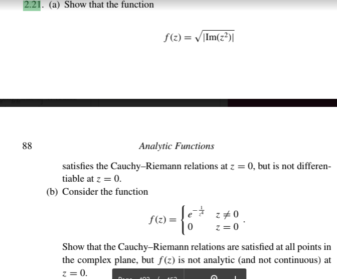 Solved 2.21. (a) Show that the function Analytic Functions | Chegg.com