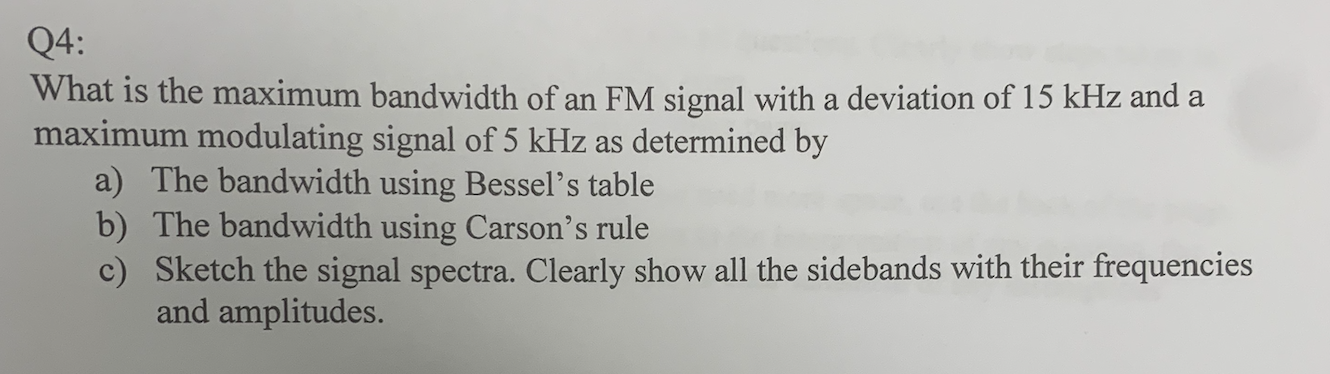 Solved What is the maximum bandwidth of an FM signal with a | Chegg.com