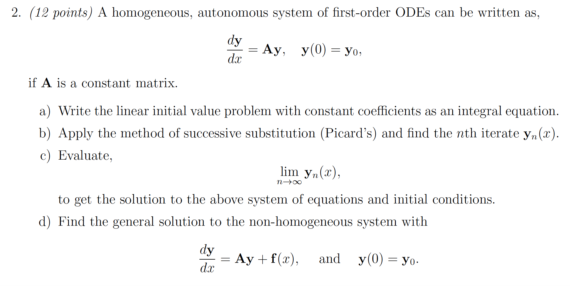 2. (12 points) A homogeneous, autonomous system of | Chegg.com