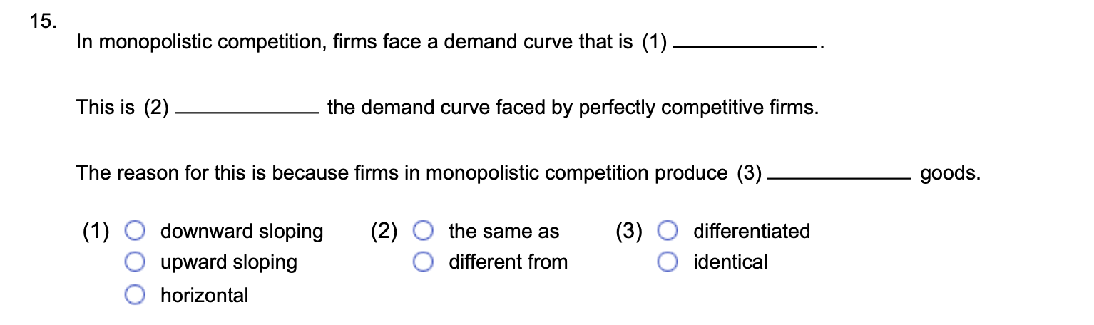 Solved In monopolistic competition, firms face a demand | Chegg.com