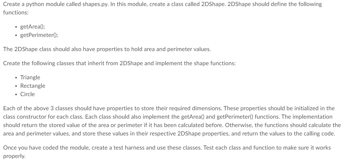 Solved Create A Python Module Called Shapespy In This 8811