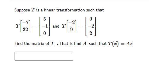Solved Suppose T is a linear transformation such that | Chegg.com