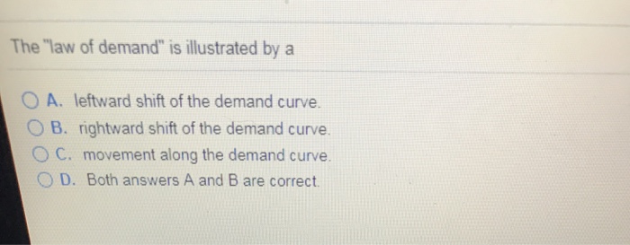 Solved The Law Of Demand Is Illustrated Bya 0 A Leftward Chegg