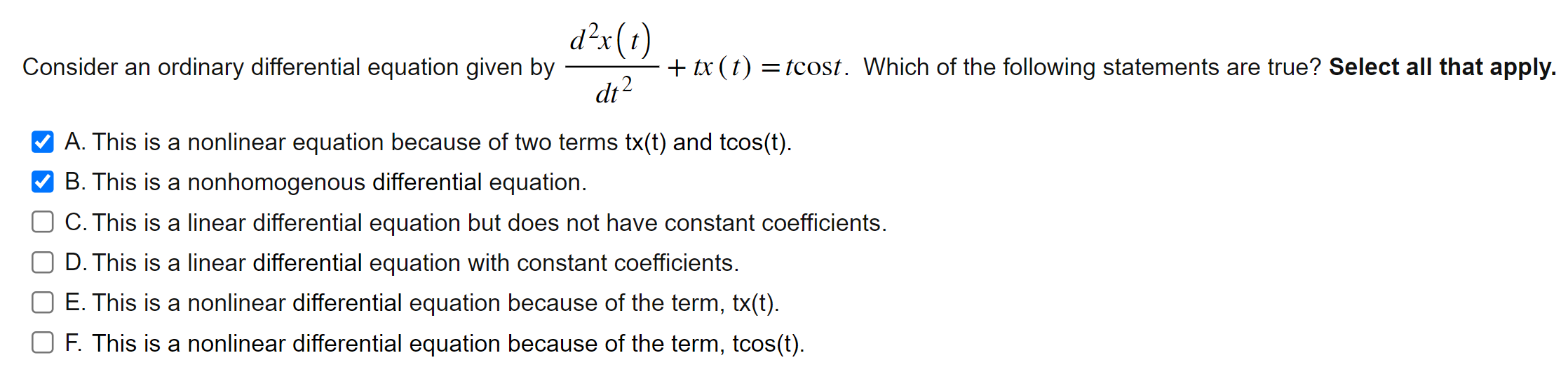 Solved Consider an ordinary differential equation given by | Chegg.com