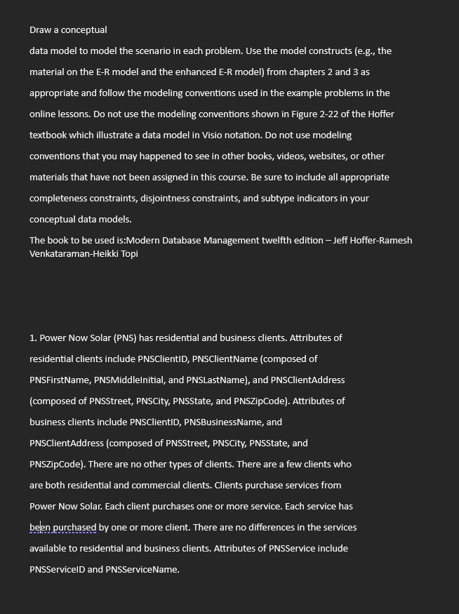 Solved Draw a conceptual data model to model the scenario in | Chegg.com