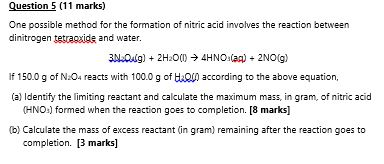 Solved Question 5 (11 marks) One possible method for the | Chegg.com