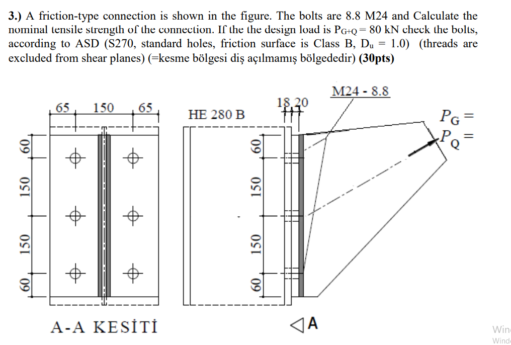 3.) A friction-type connection is shown in the | Chegg.com