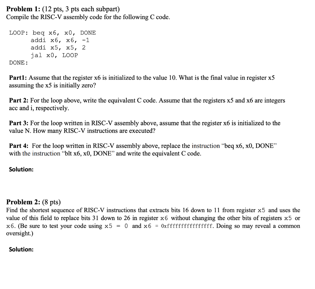 Problem 1: (12 pts, 3 pts each subpart) Compile the | Chegg.com