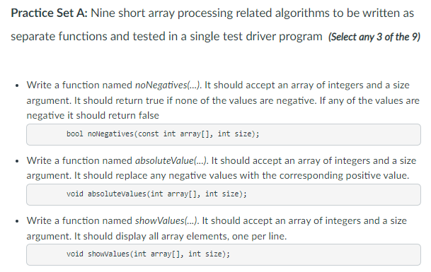 Solved Practice Set A: Provides general specifications for 9 | Chegg.com