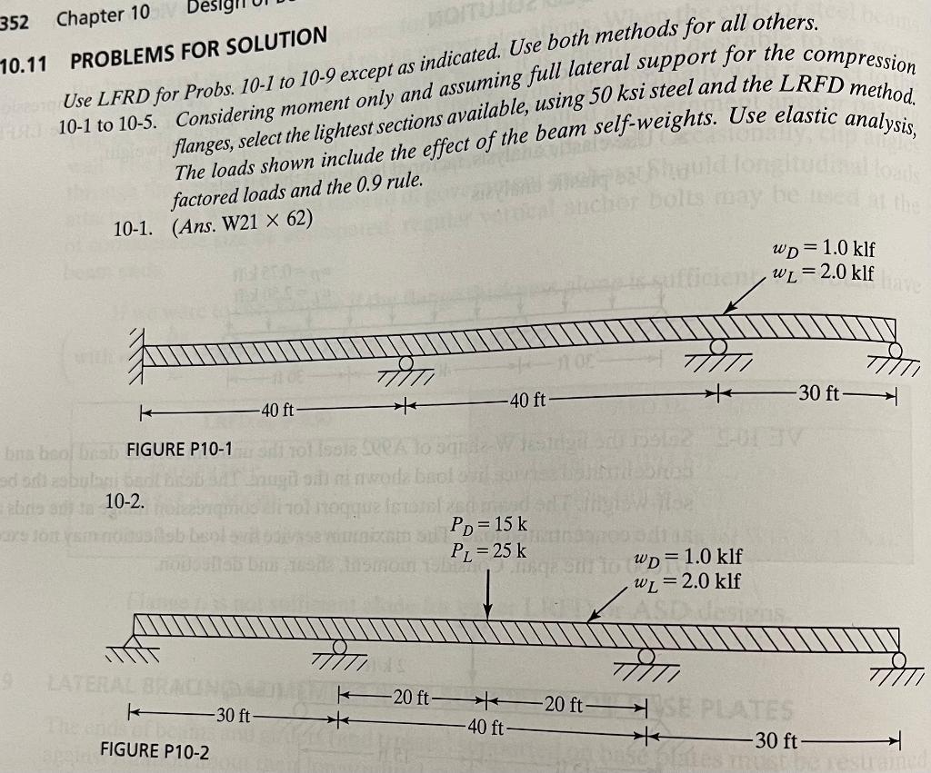 Solved Use LFRD for Probs. 10-1 to 10-9 except as indicated. | Chegg.com
