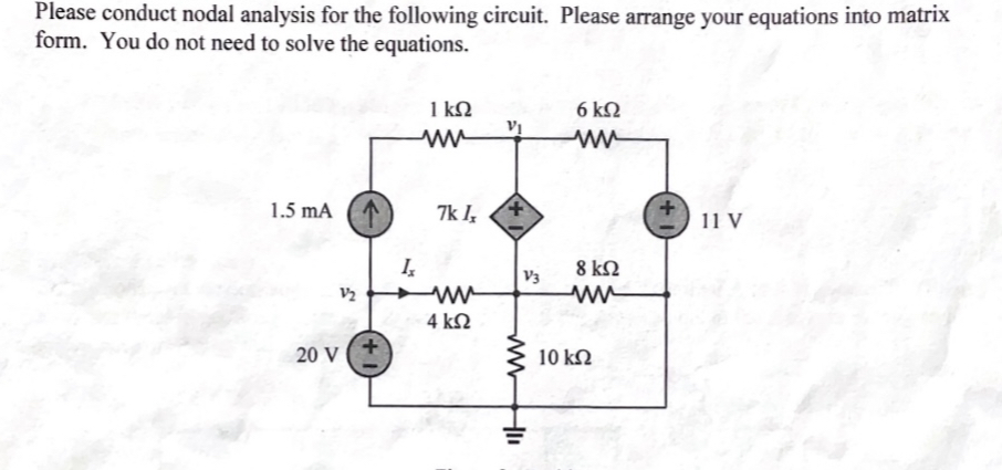 Solved Please conduct nodal analysis for the following | Chegg.com