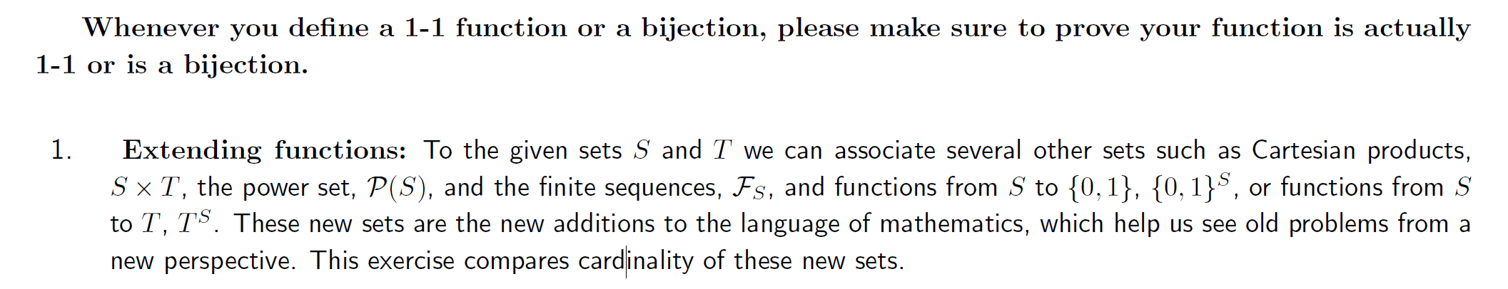 Solved Whenever you define a 1-1 function or a bijection, | Chegg.com