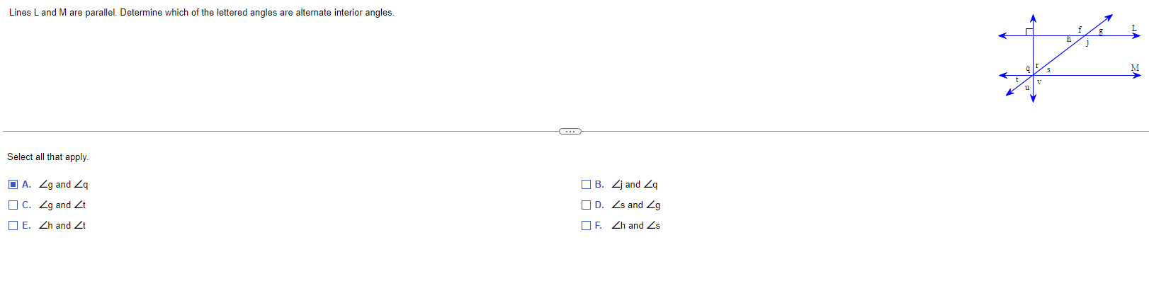 Solved Lines L and M are parallel. Determine which of the | Chegg.com