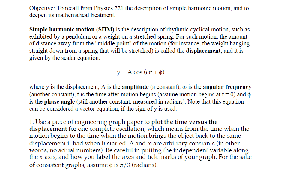 Solved Objective: To recall from Physics 221 the description | Chegg.com