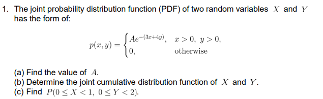 1. The joint probability distribution function (PDF) | Chegg.com