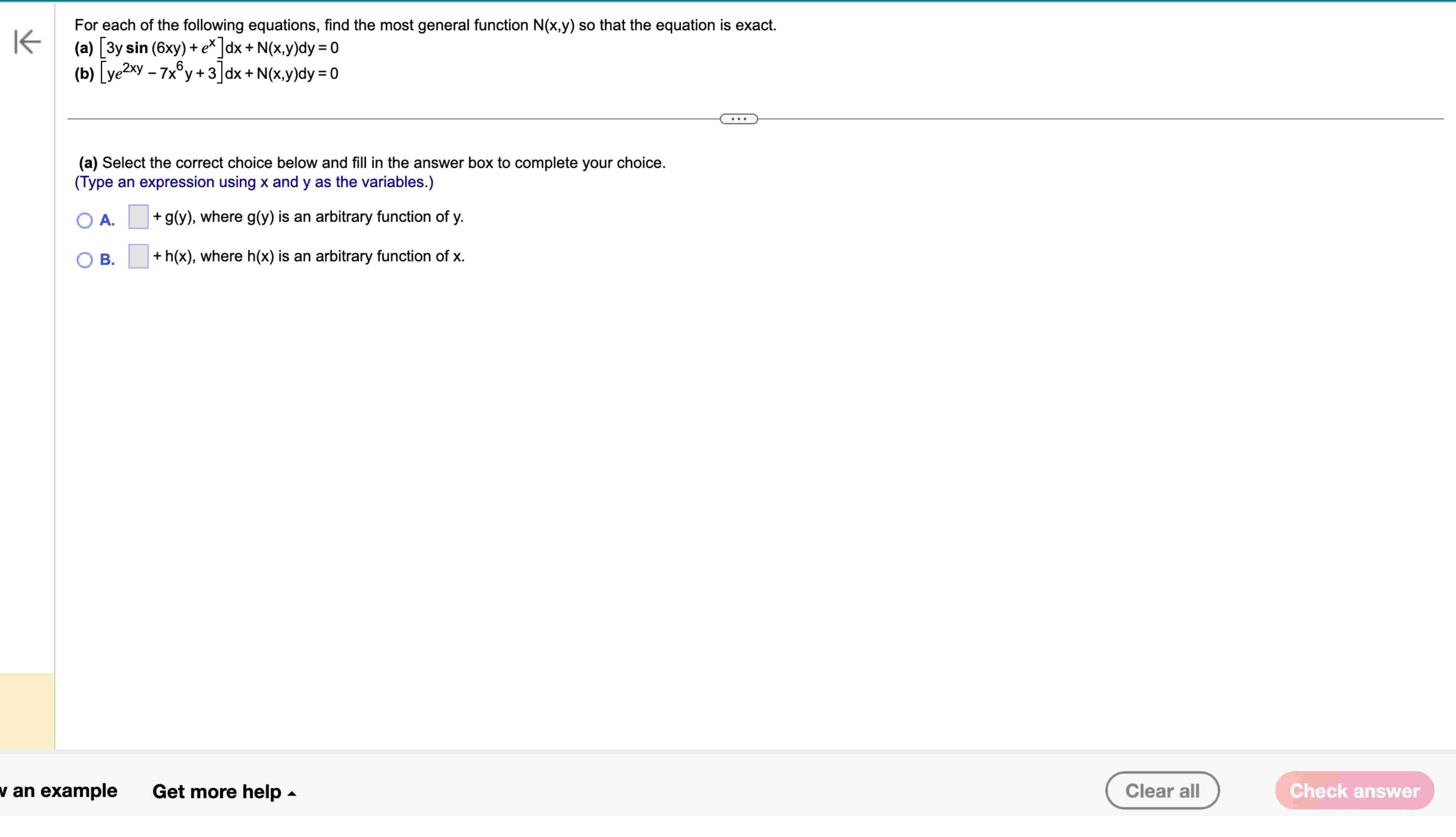 Solved For each of ﻿the following equations, find the most | Chegg.com