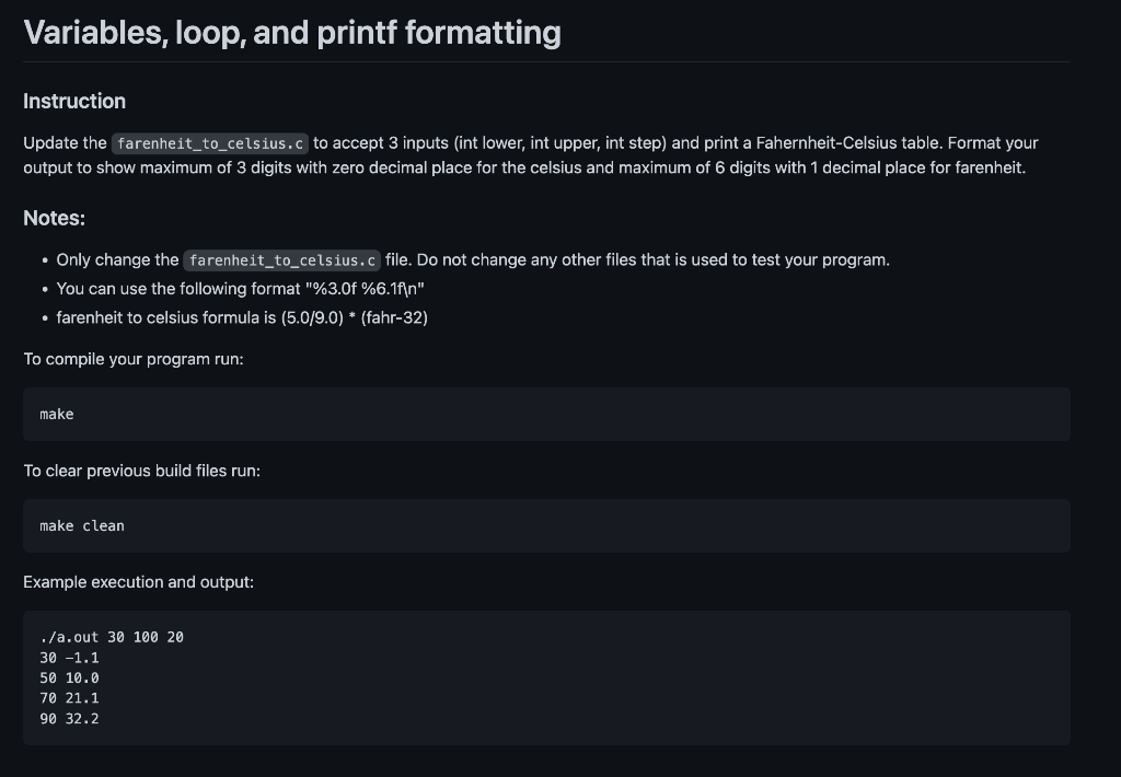 Solved Variables Loop And Printf Formatting Instruction 0629
