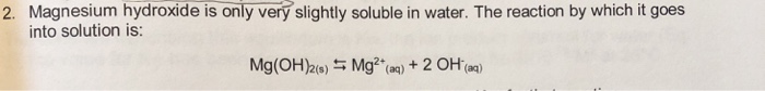 Solved Magnesium hydroxide is only very slightly soluble in | Chegg.com
