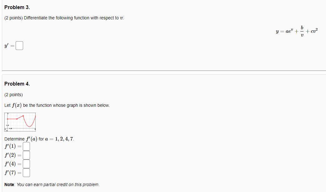 Solved (2 points) Differentiate the following function with | Chegg.com