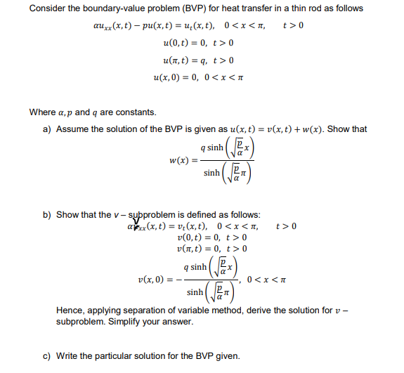 Solved Consider the boundary-value problem (BVP) for heat | Chegg.com
