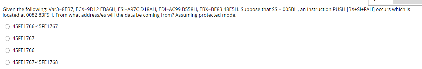 Solved Given the following: Var3=8EB7, ECX=9D12 EBA6H, | Chegg.com