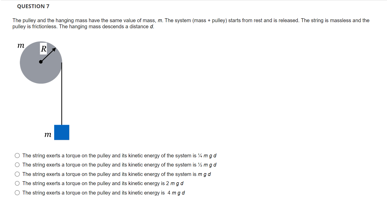 Solved The pulley and the hanging mass have the same value | Chegg.com