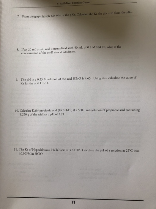 Solved 5. Acid-Base Titration Curves Name Section Pre Lab | Chegg.com