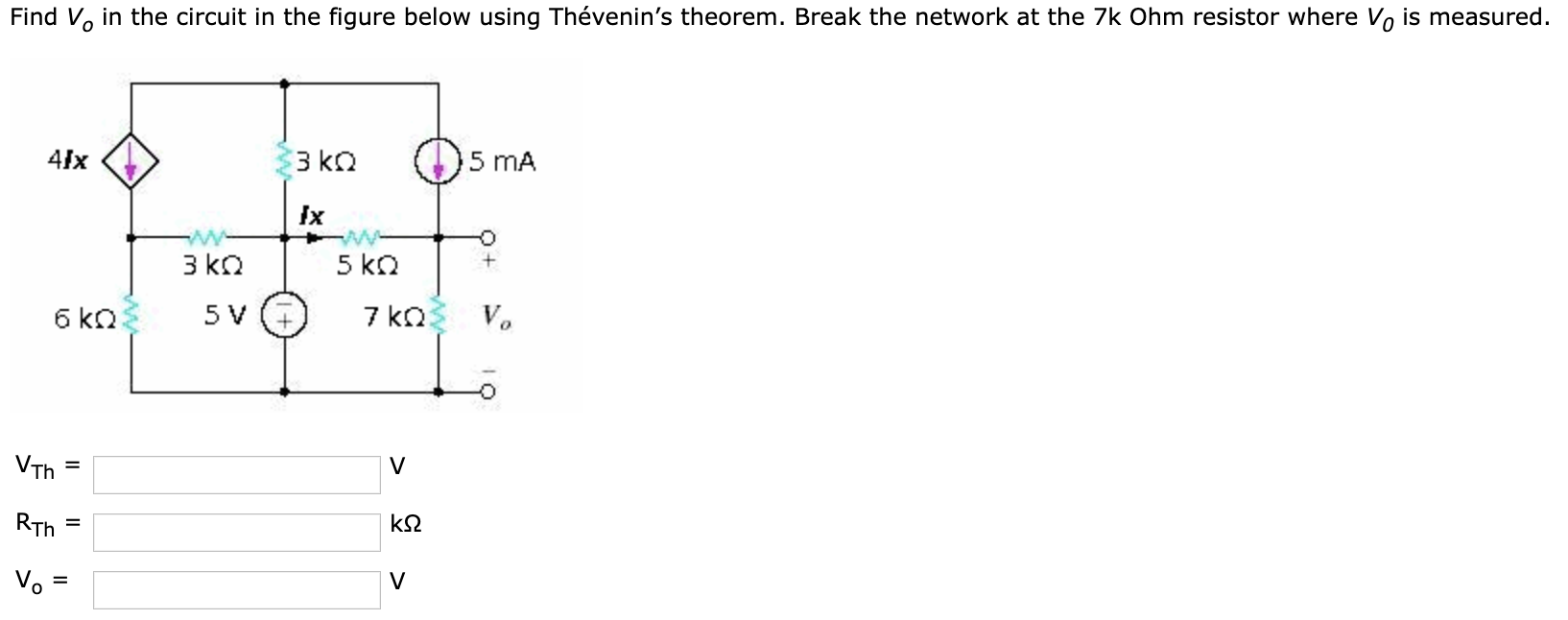 Solved Find V In The Circuit In The Figure Below Using 