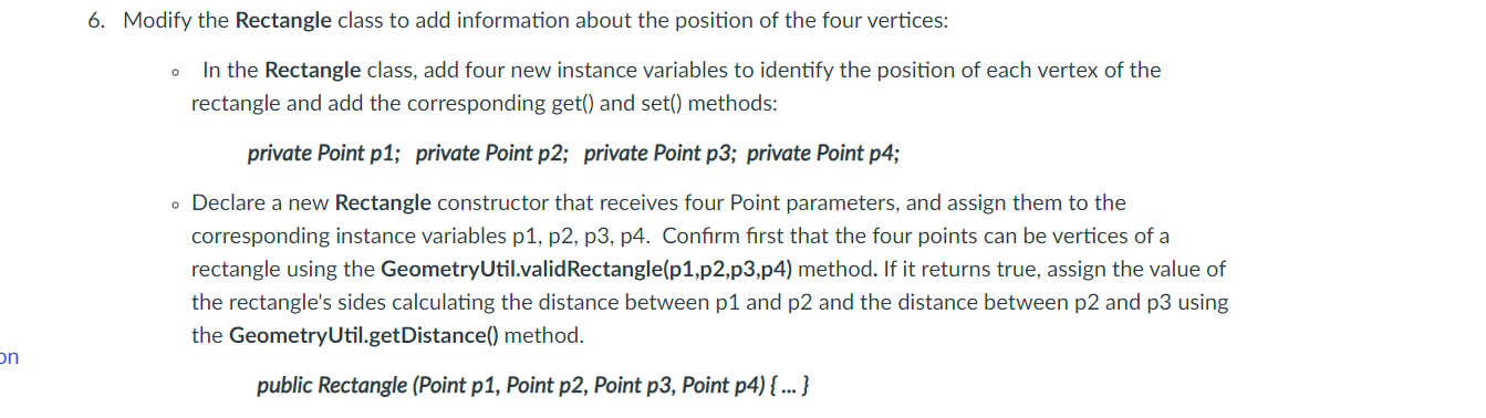 Solved 6. Modify the Rectangle class to add information | Chegg.com