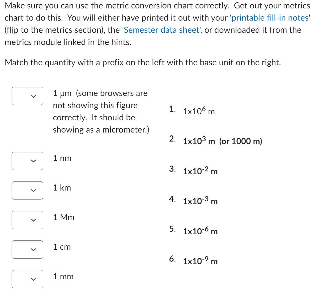 Solved Make sure you can use the metric conversion chart | Chegg.com