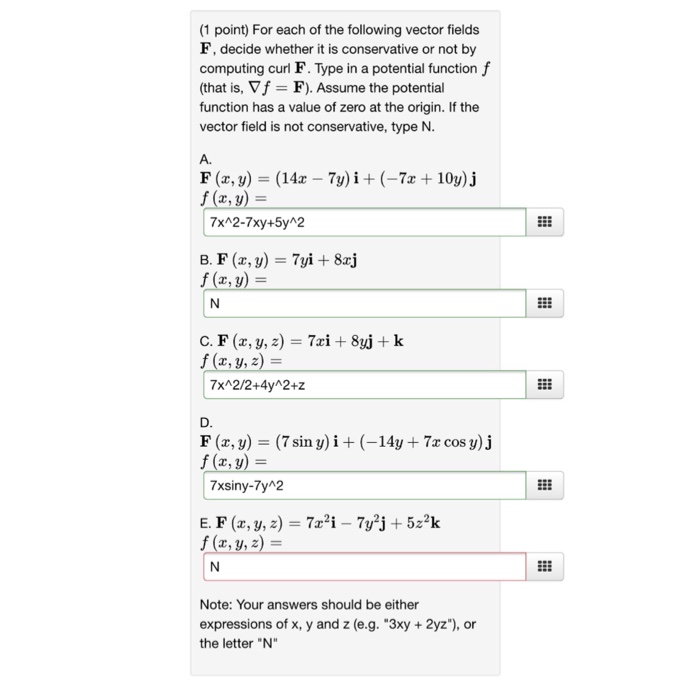 Solved For each of the following vector fields F, decide | Chegg.com