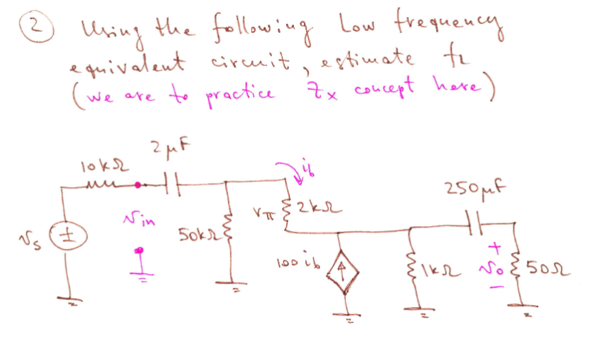Solved (2) Using the following Low trequency equivalent | Chegg.com