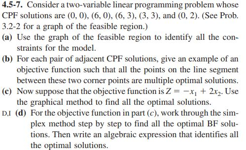 Solved 4.5-7. Consider a two-variable linear programming | Chegg.com
