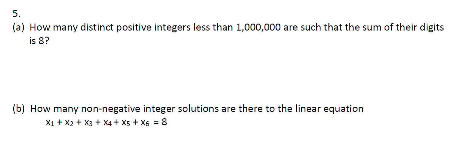 Solved 5. (a) How many distinct positive integers less than | Chegg.com