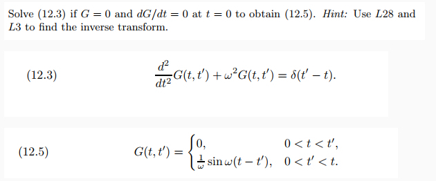 Solved Solve (12.3) ﻿if G=0 ﻿and dGdt=0 ﻿at t=0 ﻿to obtain | Chegg.com