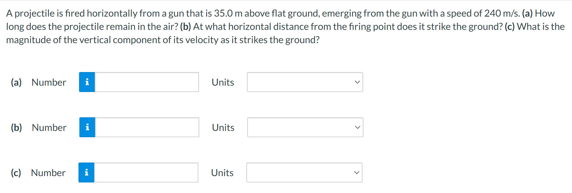 Solved projectile is fired horizontally from a gun that is | Chegg.com