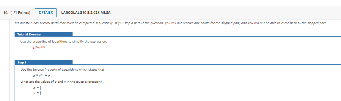 Solved 10. [-/1 Points] DETAILS LARCOLALG10 5.2.028.MI.SA. | Chegg.com