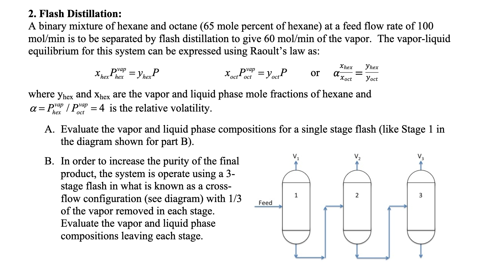 Solved 2. Flash Distillation: A binary mixture of hexane and | Chegg.com