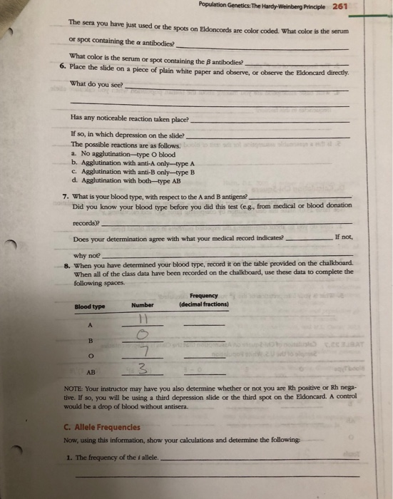 Solved III. DETERMINING ALLELE FREQUENCIES WHEN THREE | Chegg.com