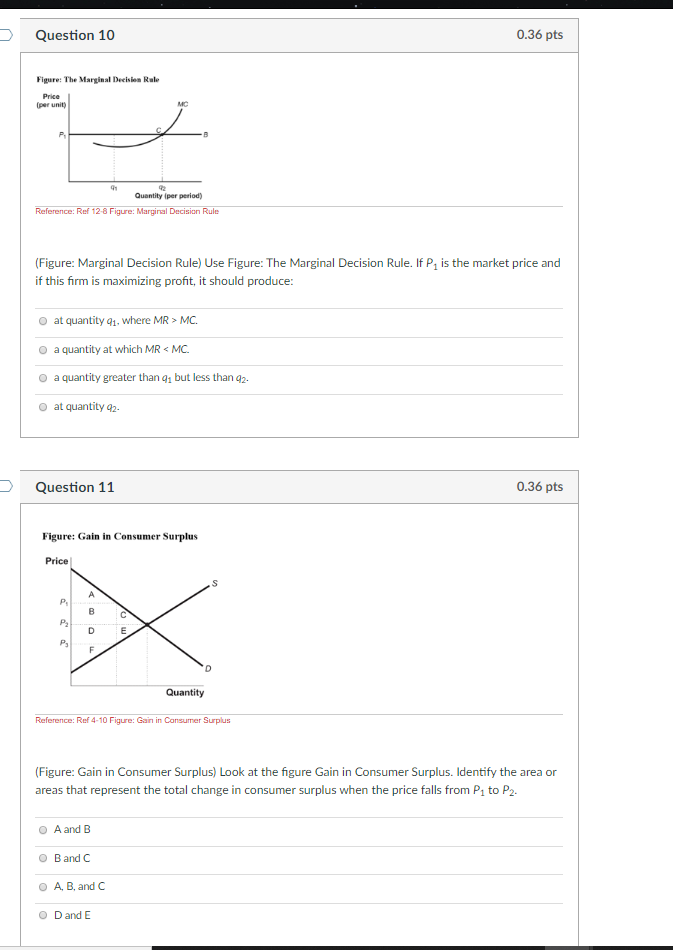 Solved Question 10 0.36 pts Figure: The Marginal Decision | Chegg.com