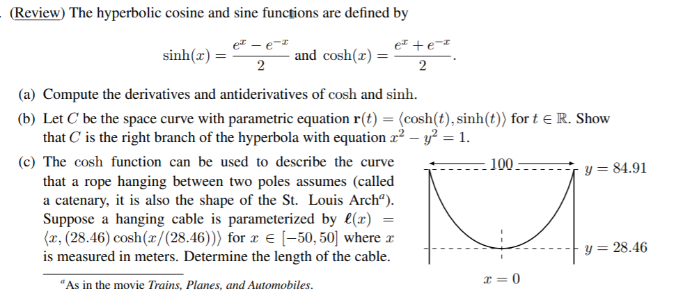 Solved Review The Hyperbolic Cosine And Sine Functions