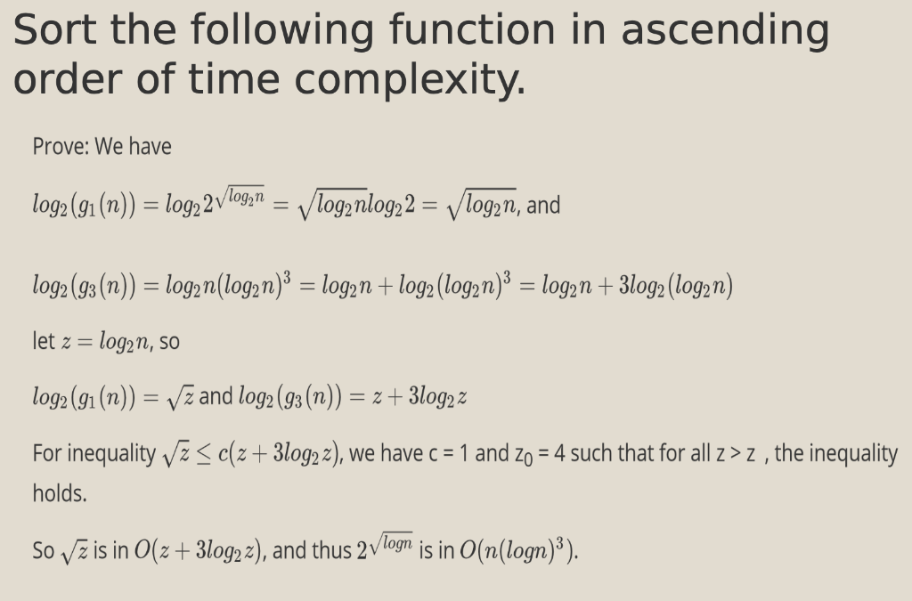 Sort the following function in ascending order of | Chegg.com