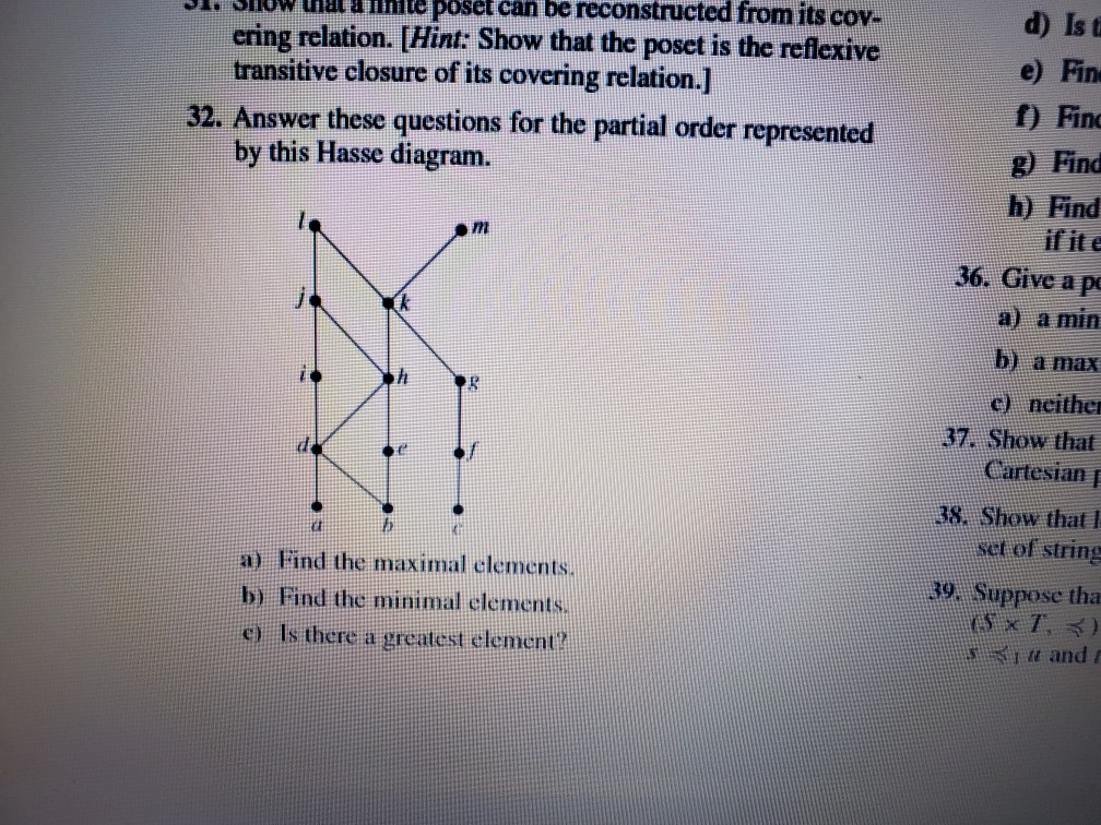 Solved 31. Show at hite poset can be reconstructed from its | Chegg.com