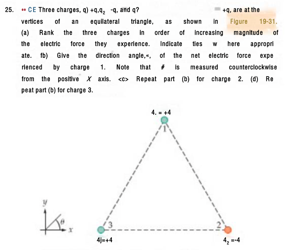 Solved 25. force . CE Three charges, q) +9,92 -9, and q? +q, | Chegg.com